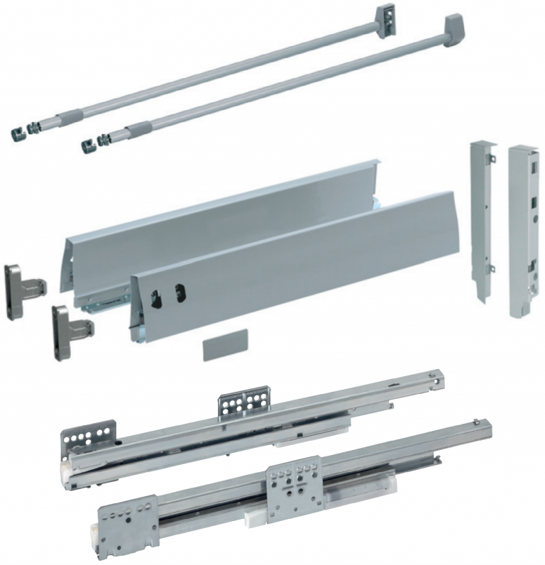 GRASS drawer full extension with round rail, damped, synchronized, 40kg ...