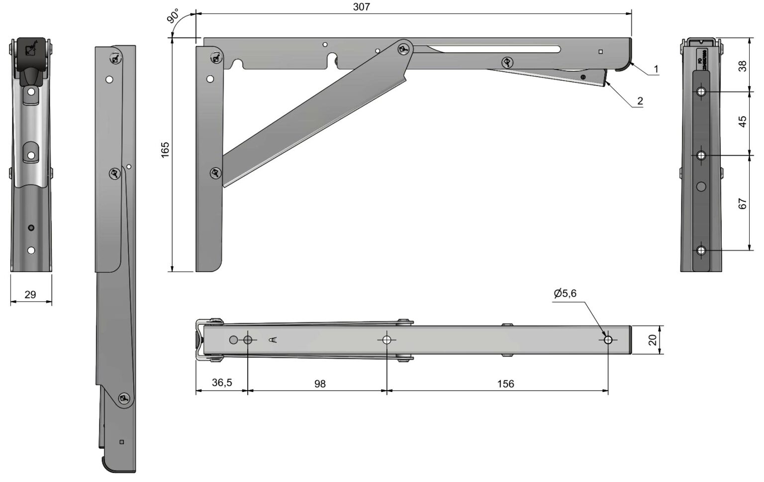 2 pcs high quality stainless steel heavy duty folding table supports EB ...
