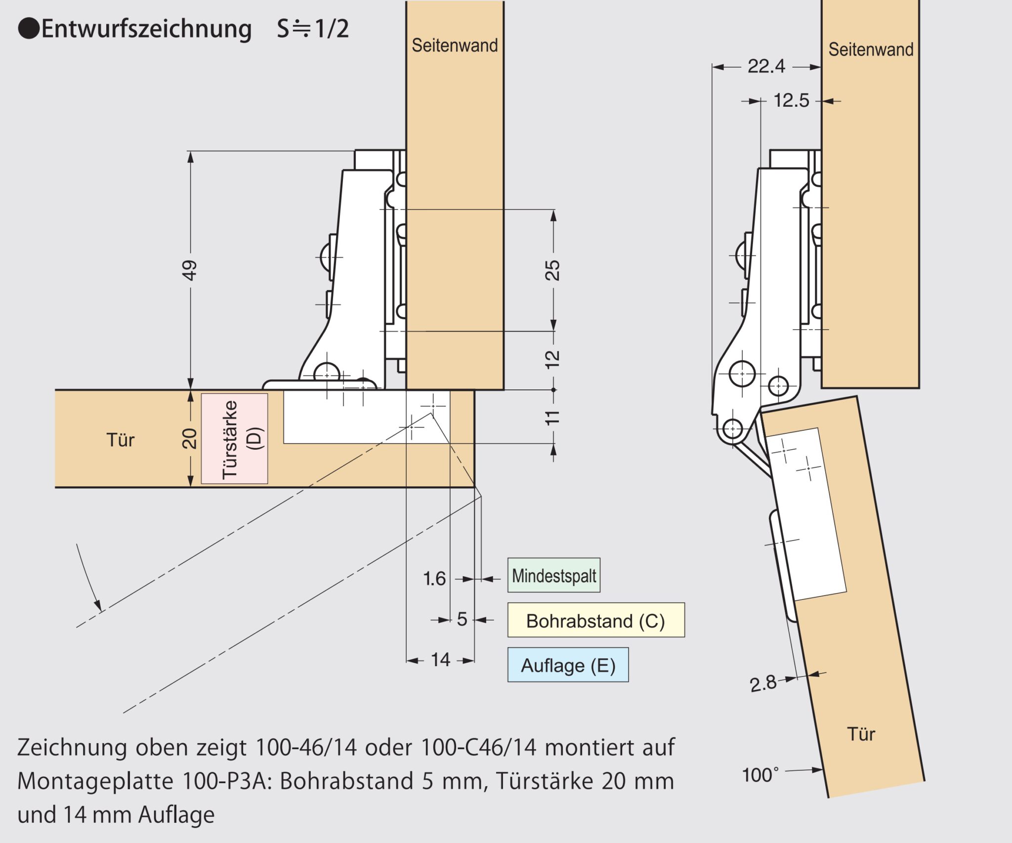 2 stainless steel pot hinges (furniture hinges) stainless, incl ...