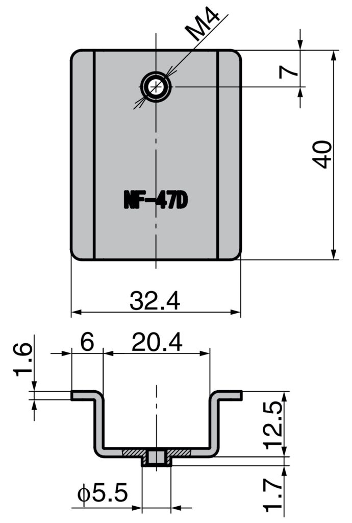 Bracket NF-47DB for mounting on sheet metal for folding hooks with soft ...